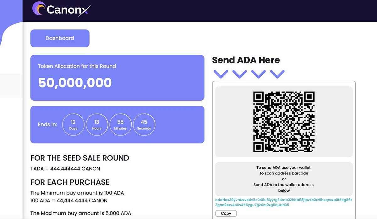 CANONX SEED SALE to early Adopters Is Live! And ongoing at the moment ...