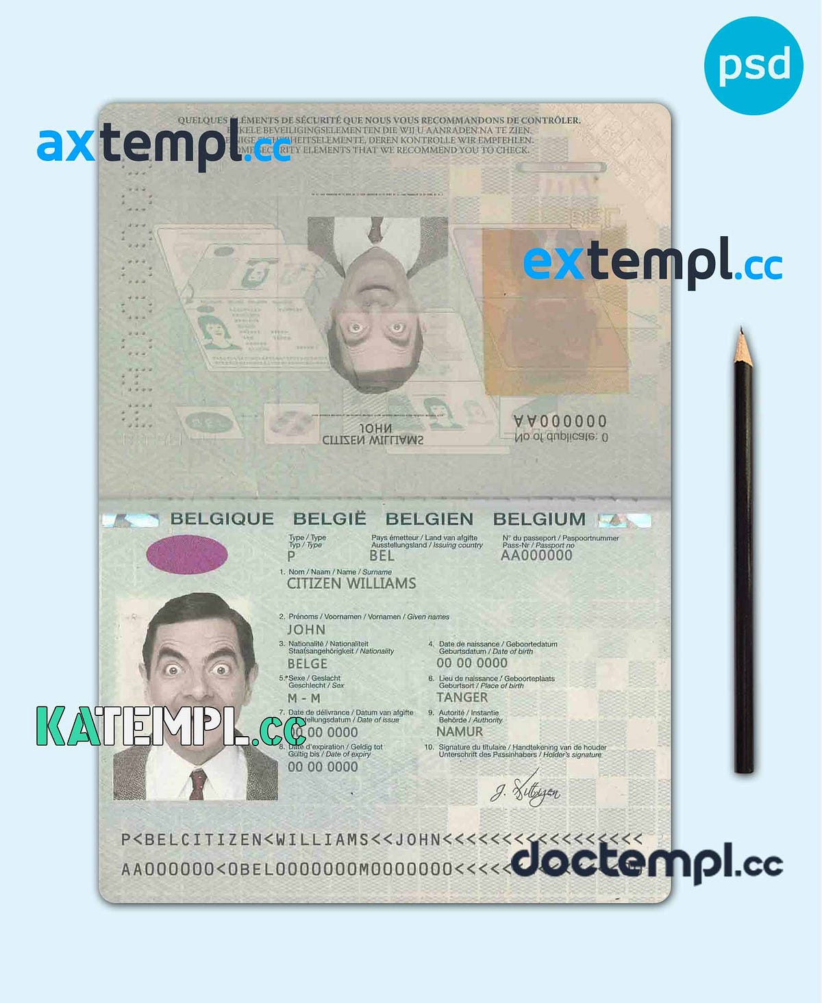 sample Belgium passport template in PSD format, 2014–2017 download | by ...