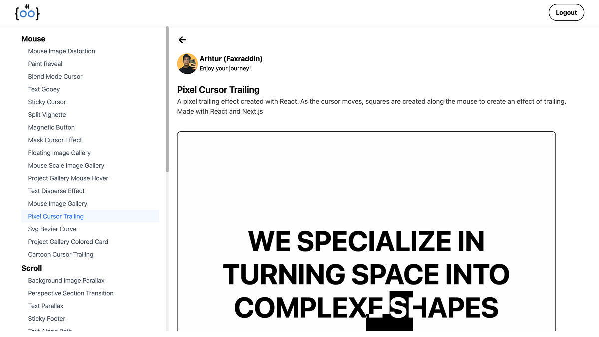 Pixel Cursor Trailing Effect with Next.js and React.js | by Arthur (Faxraddin) | Medium