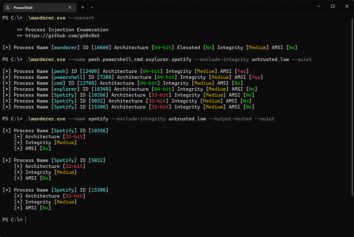 Process Injection Enumeration Tool By Recon Shell Medium