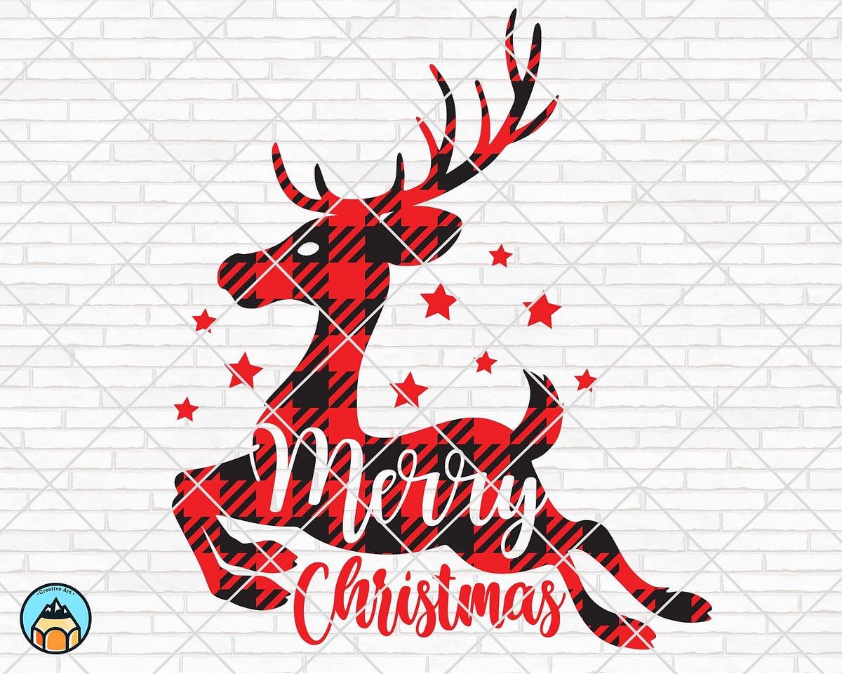 Merry Christmas Deer Svg, Christmas Deer Svg, Plaid Deer Svg, Christmas ...