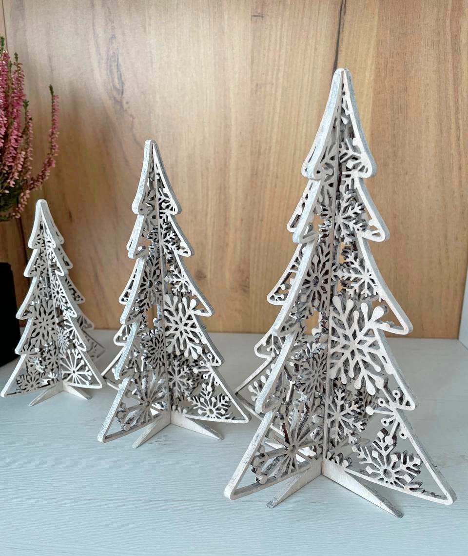 3D Snowflake Standing Trees Set of 3 SVG files Glowforge of Laser ...