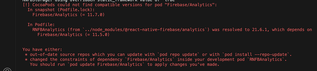 CocoaPods could not find compatible versions for pod | by Matt Ruiz | Medium