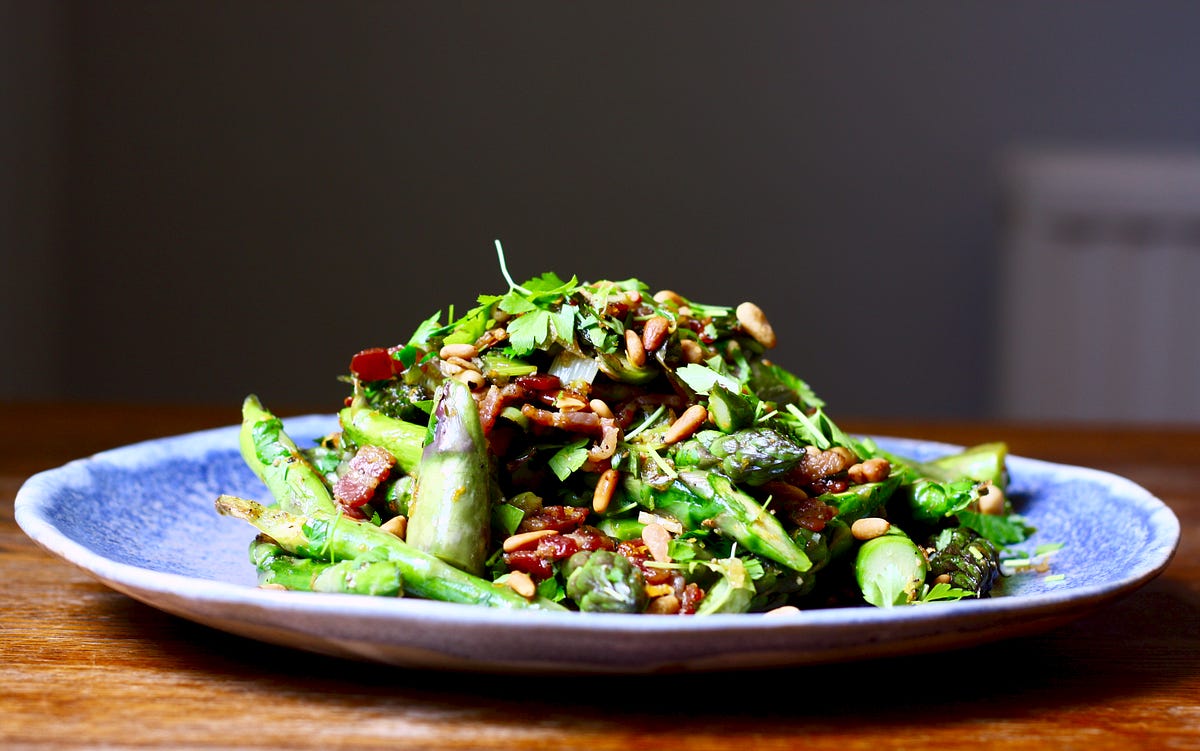 Asparagus, Bacon & Pine Nuts. Asparagus season is in full swing, so ...