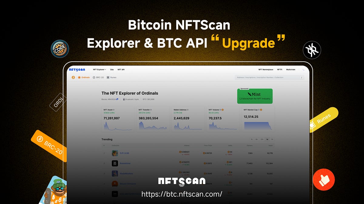 🎉 Exciting Update: NFTScan Enhances the NFT Explorer of Ordinals with Advanced Data Parsing and ...