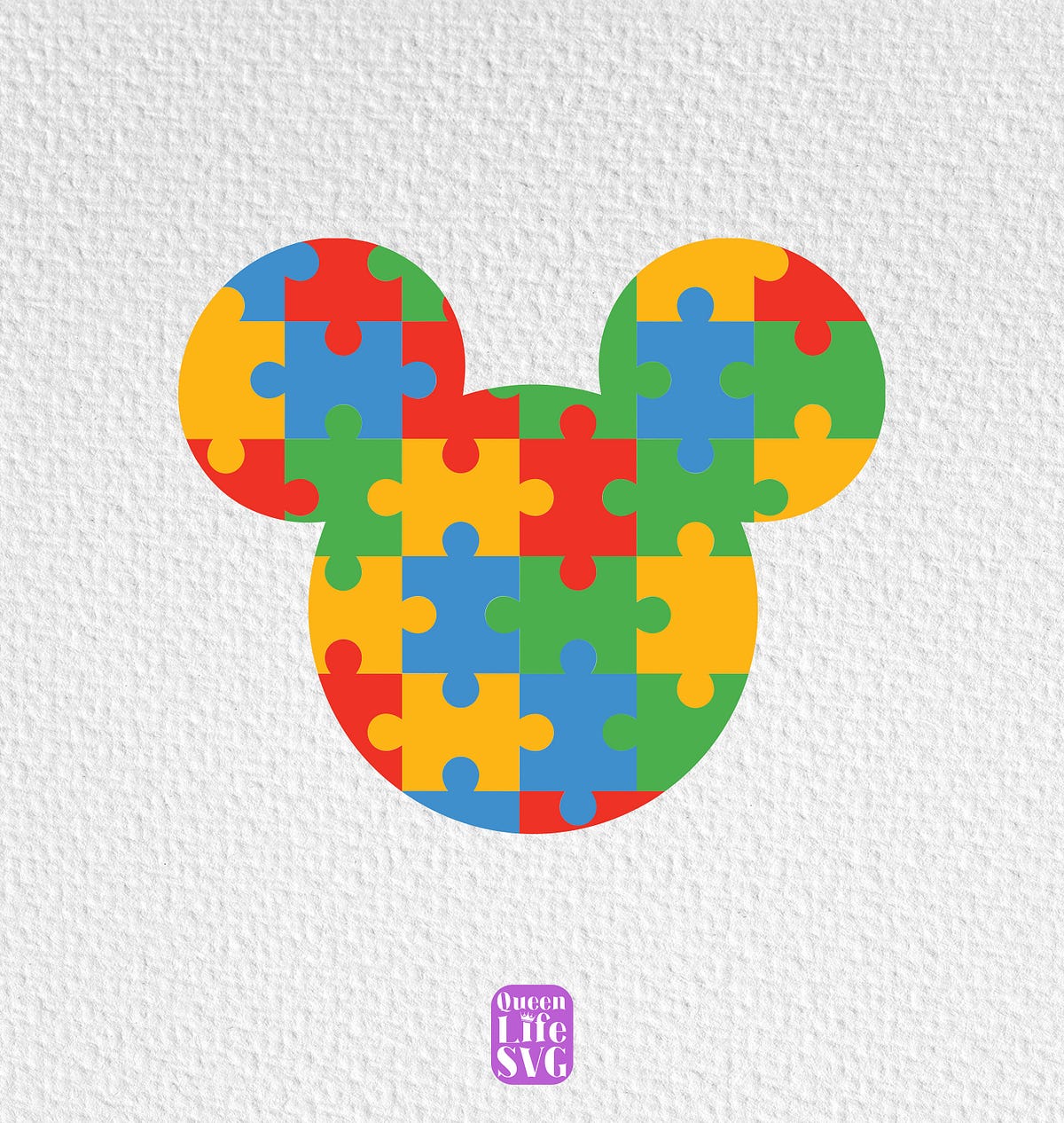 Mouse Ears Puzzle Svg, Mouse Ears Autism Svg, Colorful Puzzle Autism ...