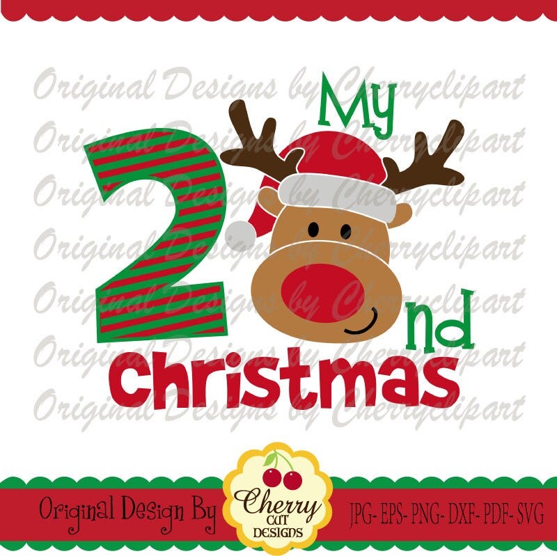 My 2nd Christmas Reindeer Boy SVG DXF Christmas Reindeer Silhouette ...