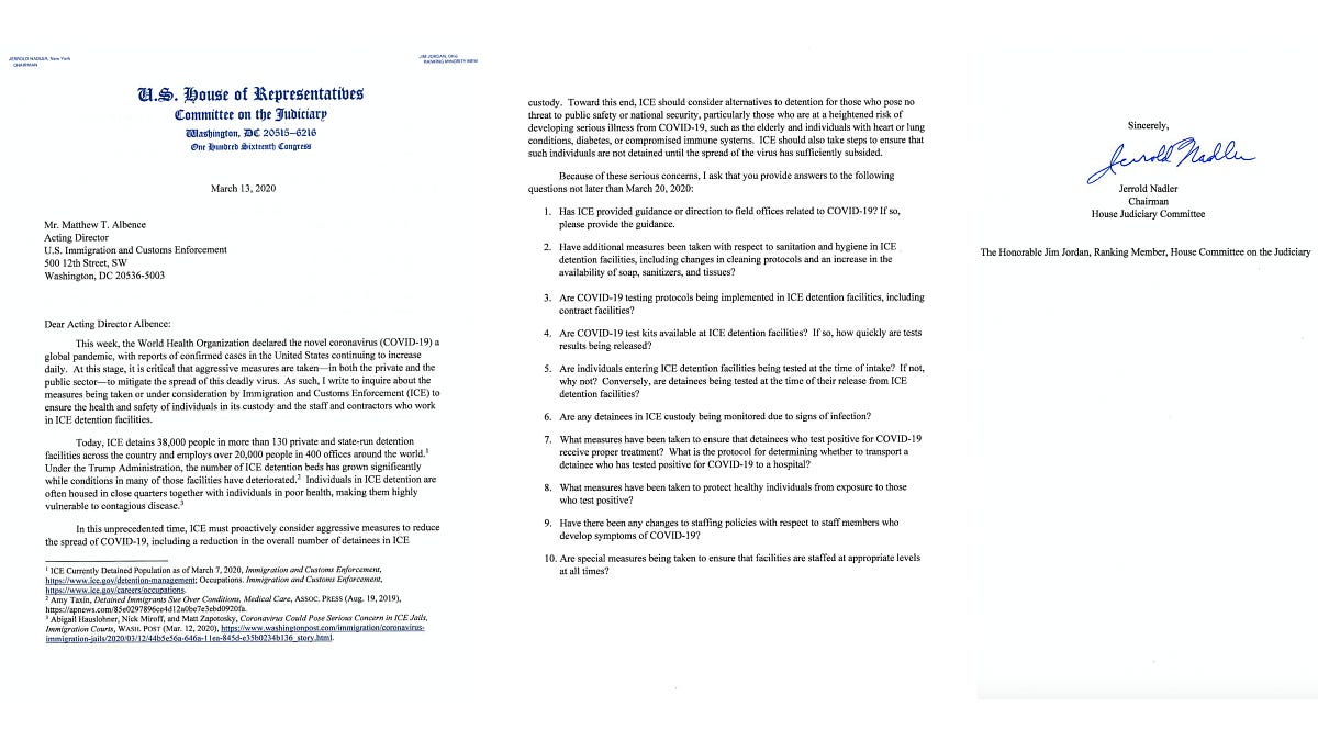 Chairman Nadler Calls on ICE to Protect Migrants & Staff in Detention ...
