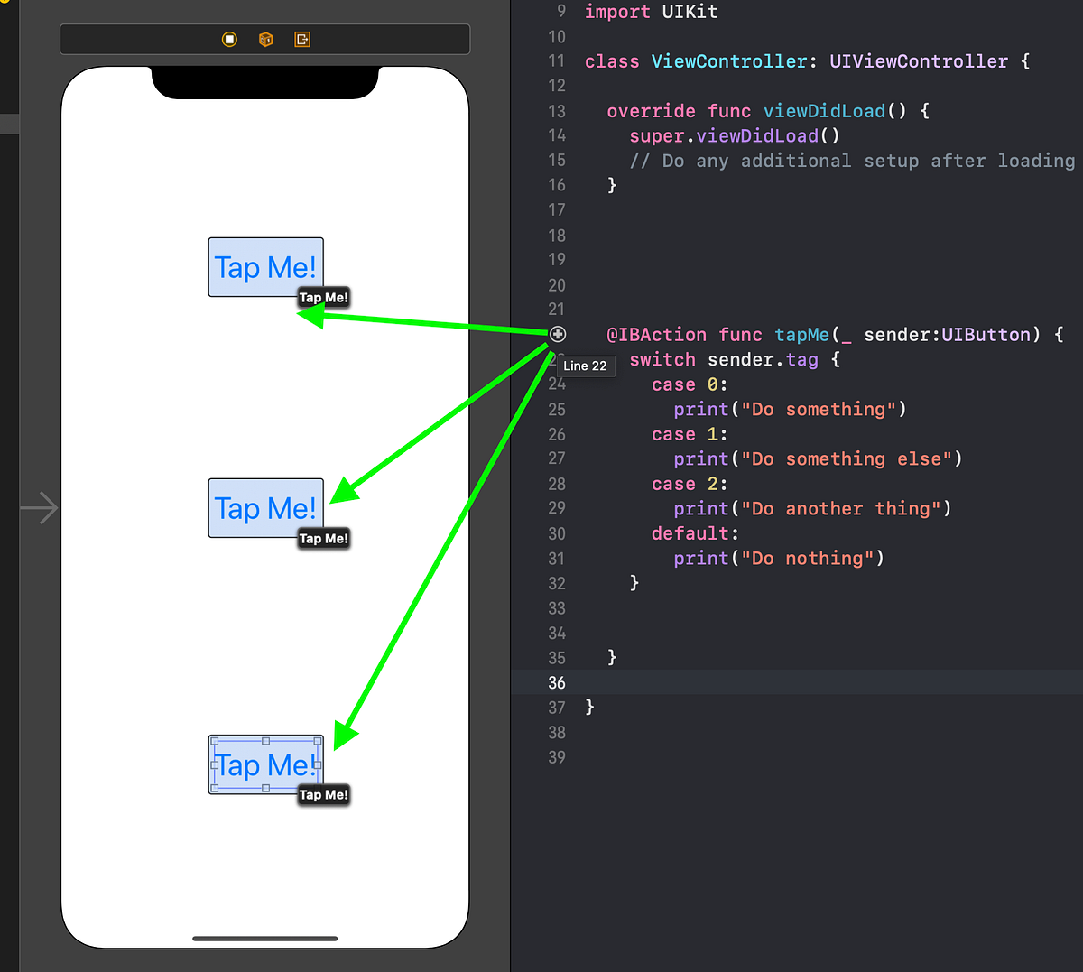 How to use a Collection of Buttons triggered by the same IBAction | by Luis Mesquita | Medium