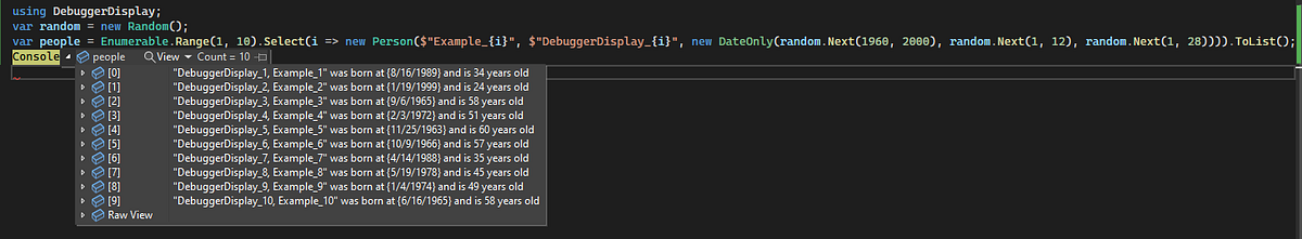 Display Custom Info using DebuggerDisplay | by Rodrigo Bercocano do Amaral | Medium
