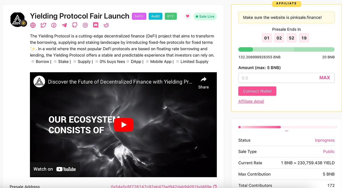 Over 130BNB has been successfully filled by Yielding Protocol!! There is still 1 full day of ...
