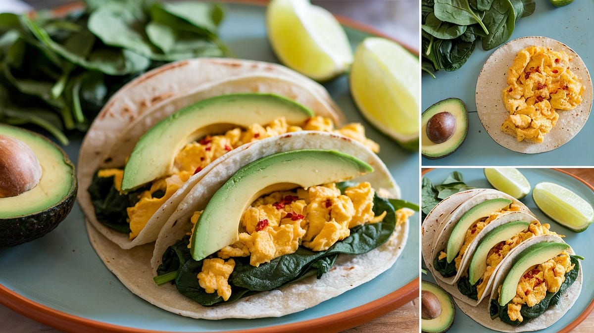 Lunch Series(20)：Healthy Gluten-Free Spinach Tacos with Eggs and ...
