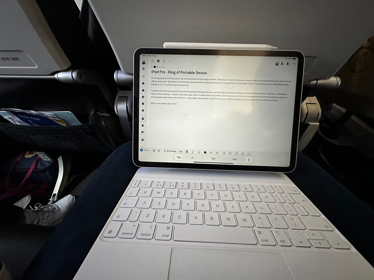 iPad Pro — The travellers’ dream. So I’m typing this from my seat in ...