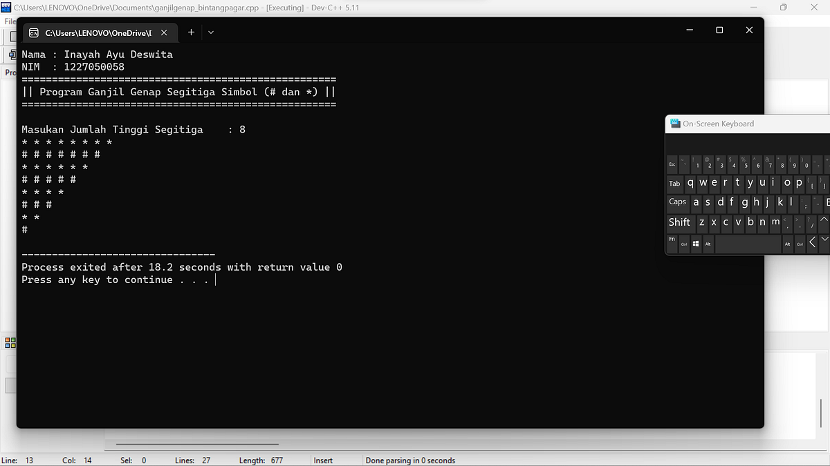 Program Ganjil Genap Segitiga dengan Simbol (# dan *) - Inayah Ayu Deswita - Medium