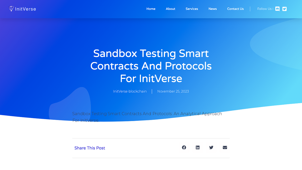 Sandbox Testing Smart Contracts And Protocols For Initverse By Initverse Web3 0 New