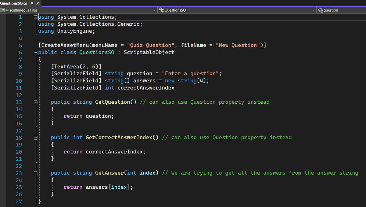 Day 2 — Scriptable objects, Arrays and for loop | by Graheet Shenoy | Medium
