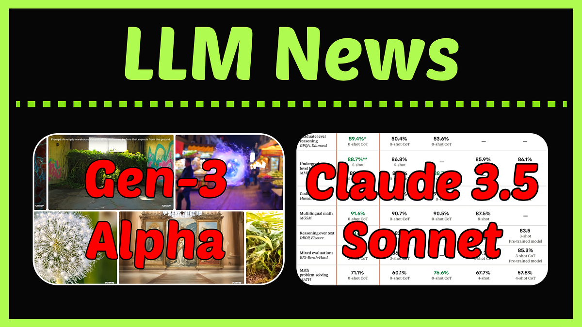[LLM News] Claude 3.5 Sonnet, Open-Sora, Context Caching, PlanRAG, Safe SuperIntelligence Inc ...