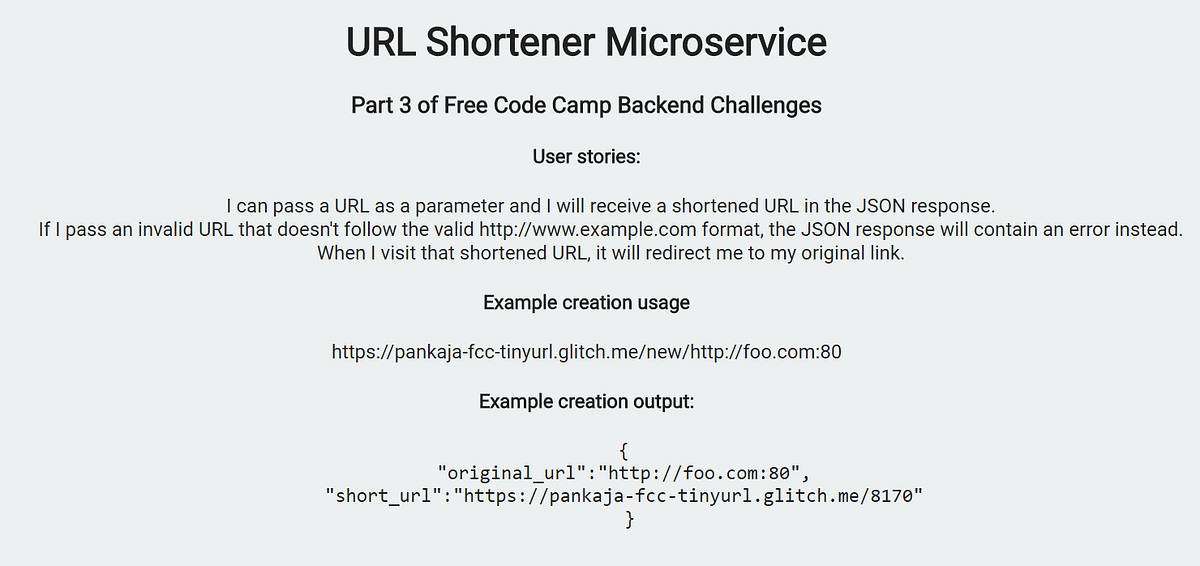 URL shortener microservice. This is the fourth API project on… | by Pankajashree R | Chingu | Medium