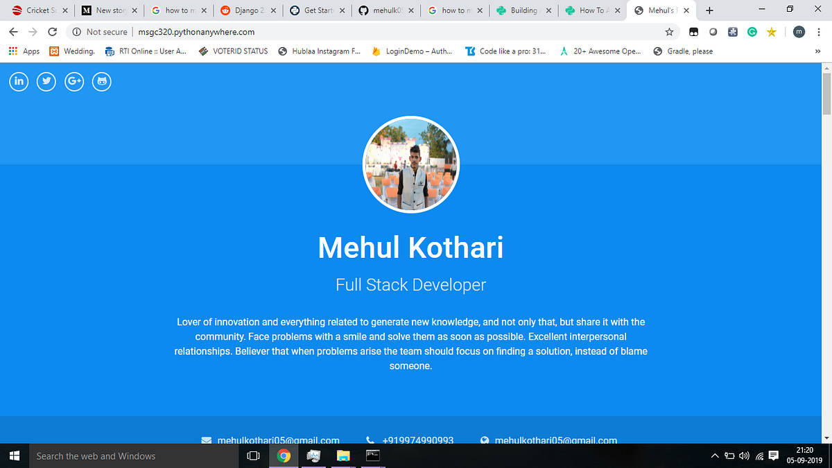 Personal Portfolio Using Django. Technology … | by Mehul Kothari | Medium