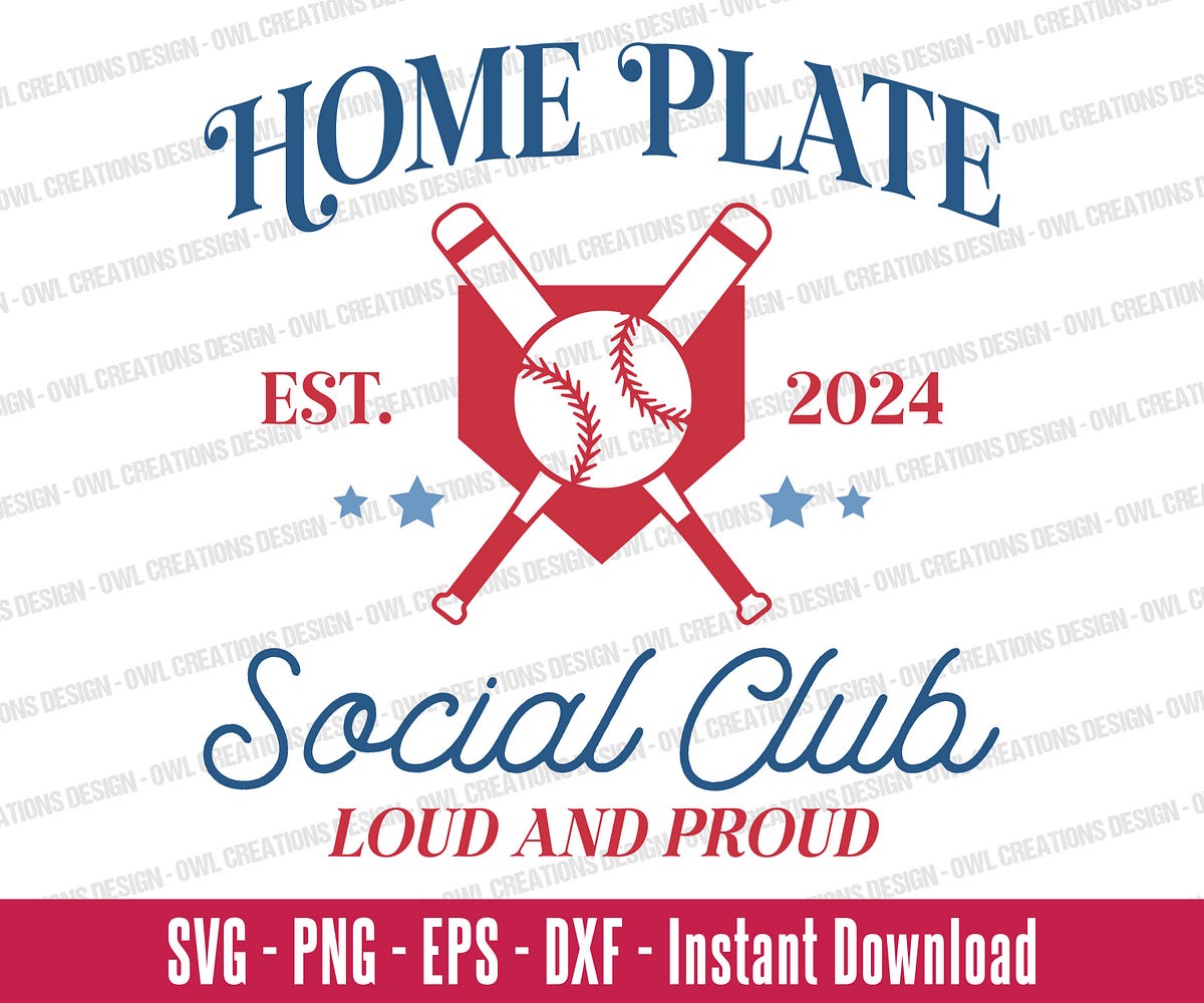 Baseball Home Plate Social Club Svg Png Eps Dxf — INSTANT DOWNLOAD | by ...
