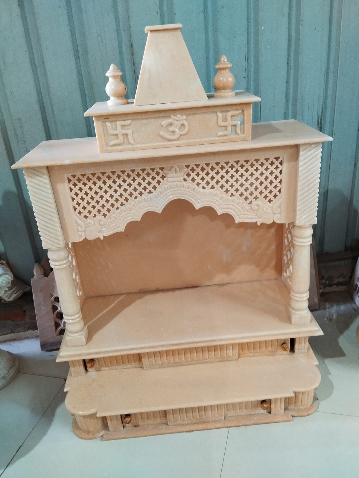 Makrana pink marble temple - GRP Marbles - Medium