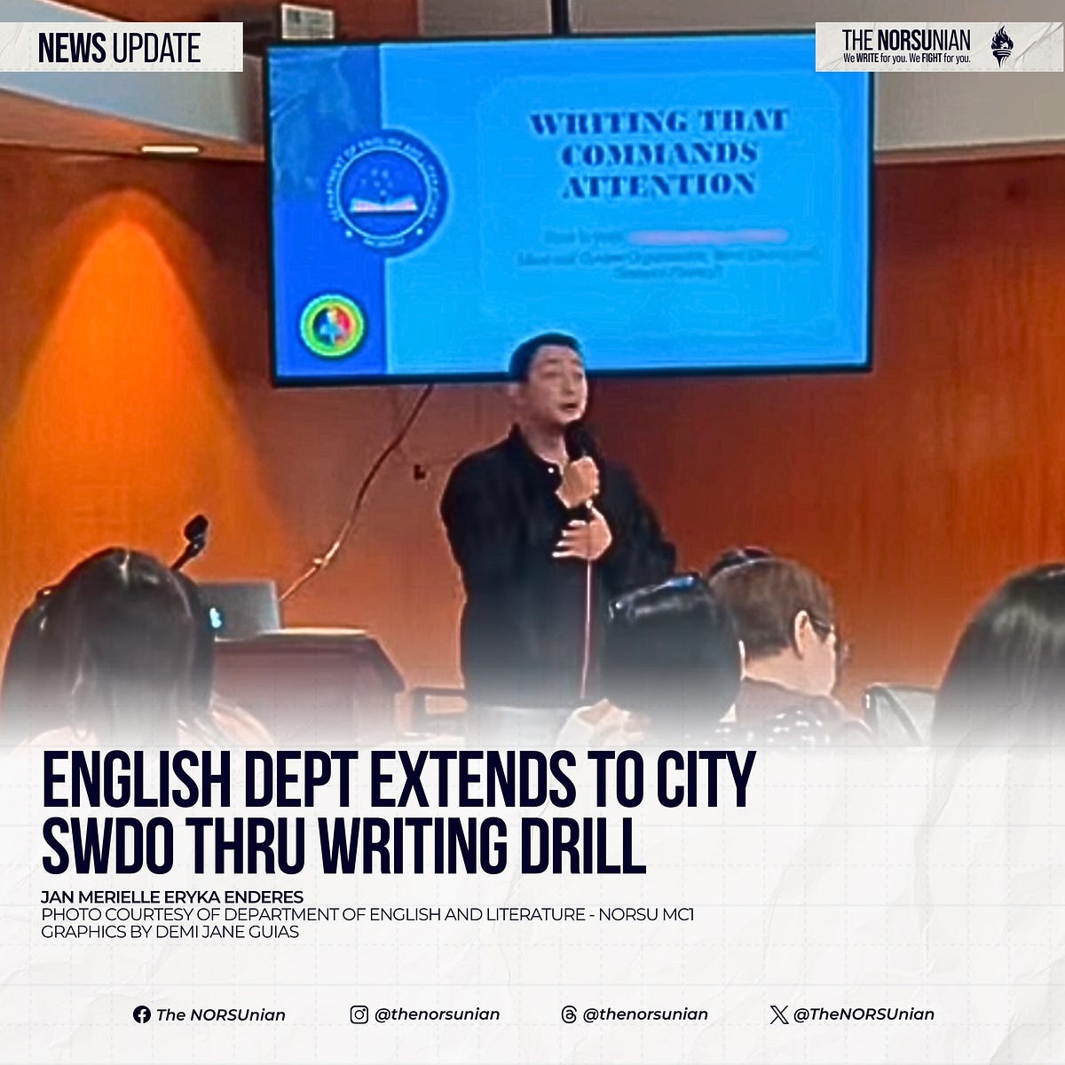 English Dept extends to City SWDO thru writing drill | by The NORSUnian ...