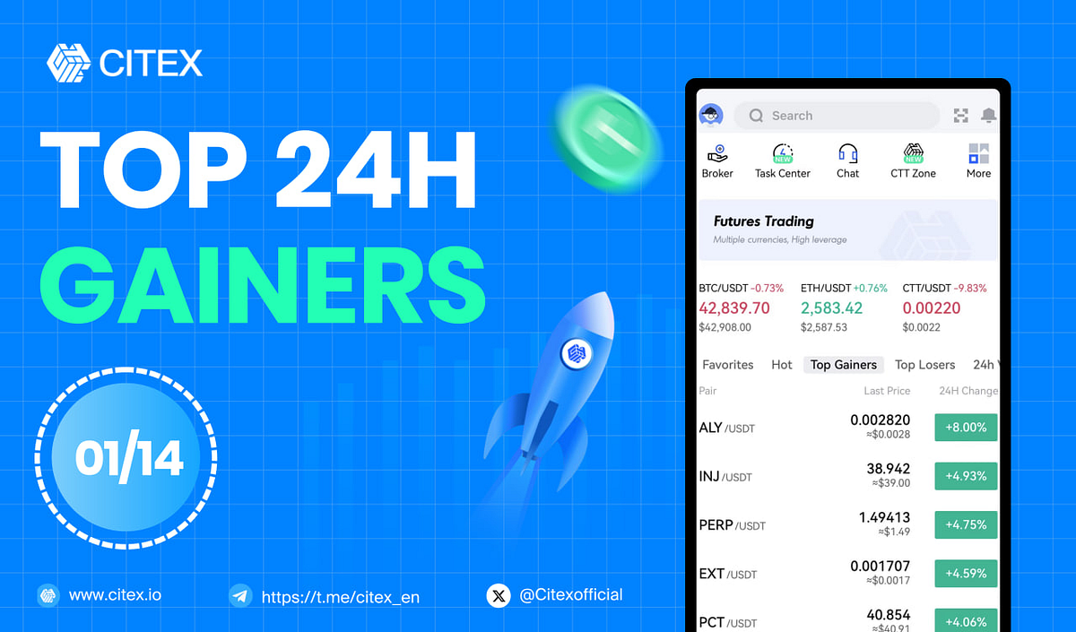 🔝 24-Hour Top 5 #Crypto Gainers on #CITEX 📈🚀 - CITEX - Medium