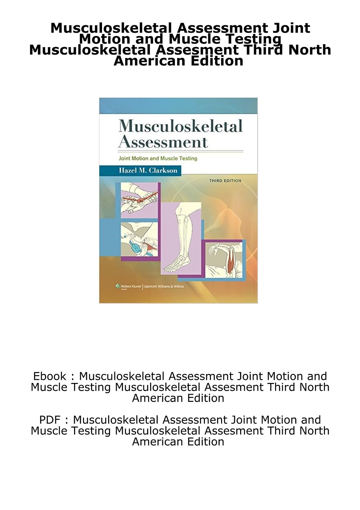 DOWNLOAD? BOOK (PDF) Musculoskeletal Assessment Joint Motion and Muscle ...