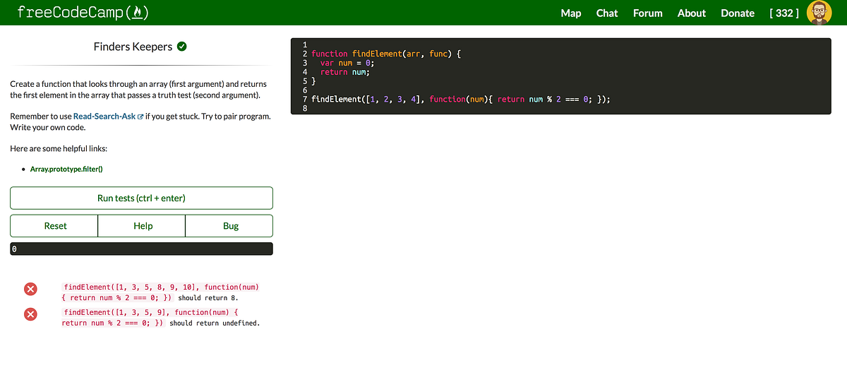 Finders keepers — freeCodeCamp. The Challenge | by Richard Middleton | Medium