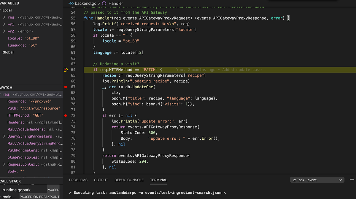 Running and debugging Go Lambda functions locally | by Brian Mayer | Nagoya Foundation | Medium