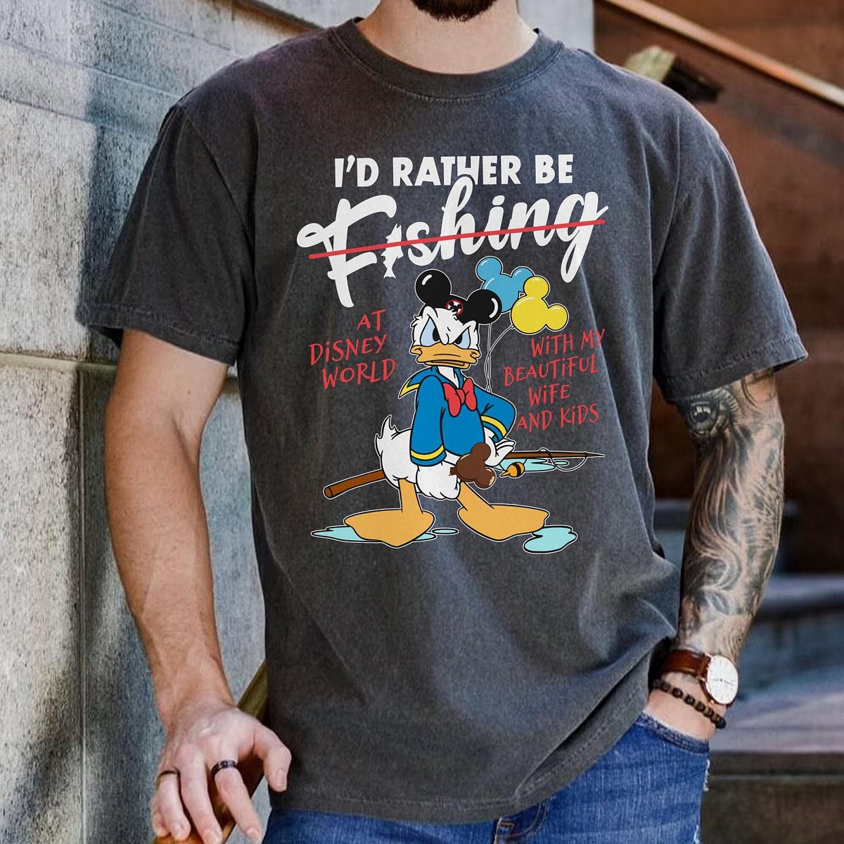 Retro Angry Donald Duck Dad Fishing Comfort Colors T-shirt, Funny Dad ...