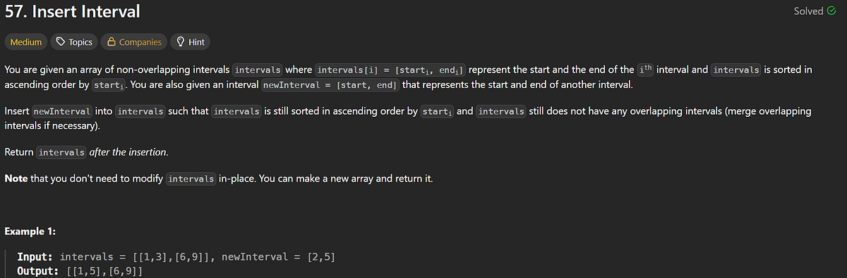 LeetCode #Problem 57, Insert Interval | by SATHIYAMURTHY PARTHIBAN ...