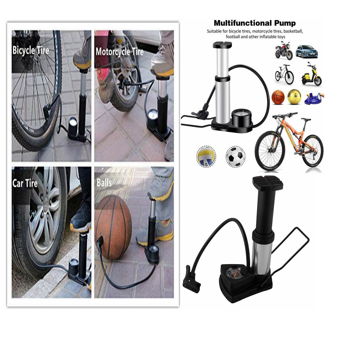 Shop on Best QUX Portable Mini Bike Pump/Cycle Pump Foot Activated with ...