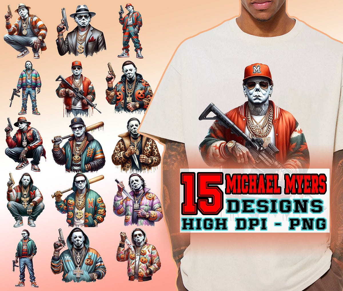 15 Designs Horror Png Bundle, Horror Leopard Style Png Bundle, Horror ...