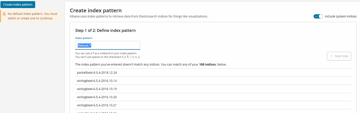 Why am I getting “The index pattern you’ve entered doesn’t match any indices”? | by JB Pollard ...