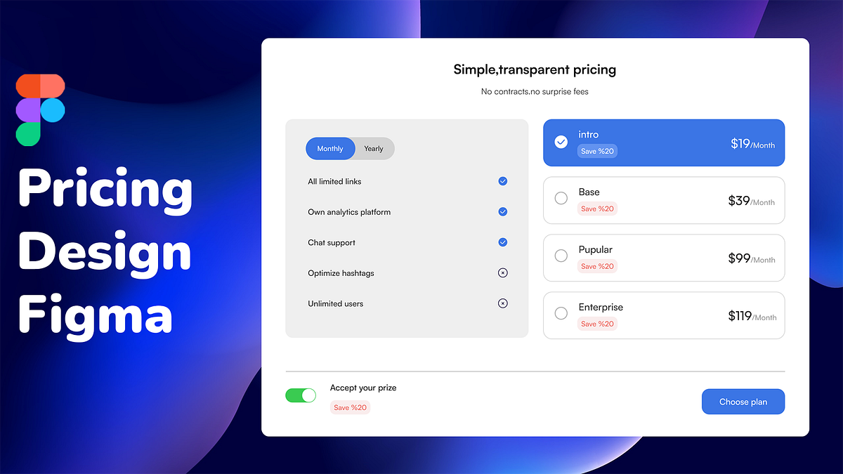 How to design pricing UI In Figma Step By Step | Figma Tutorial | 2022 UI Trends ...