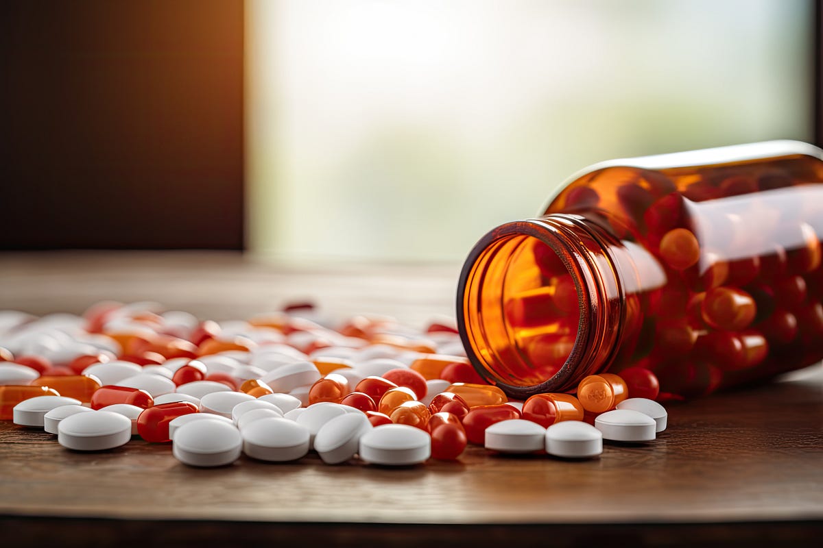 Dangerous addictions: Opioids. Photo of a spilled bottle of pills by ...