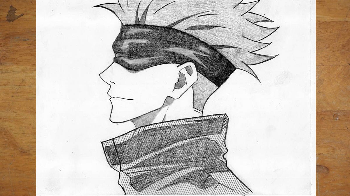 How to Draw Gojo (Side View) Step-by-Step - Anime Drawing - Medium