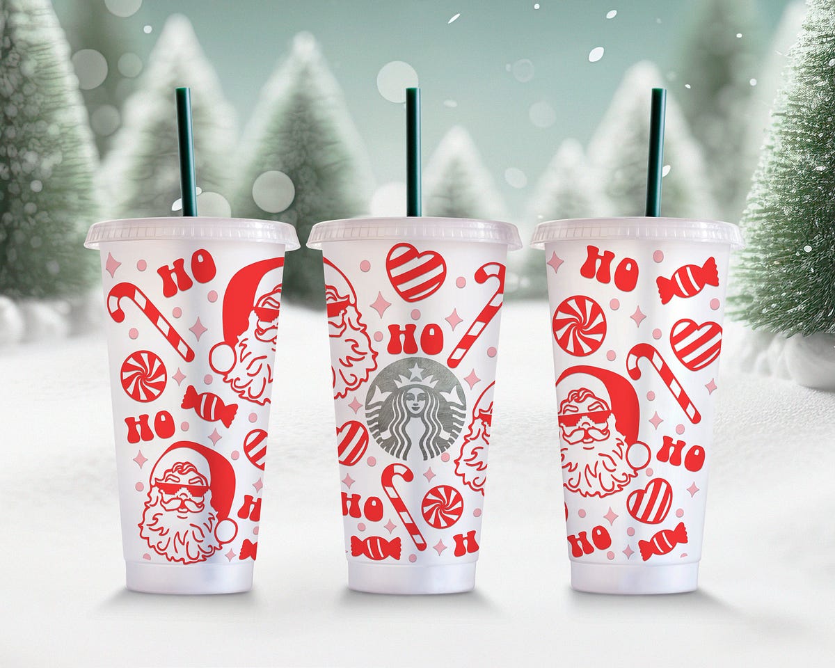 Santa Claus SVG Starbucks Cup Wrap Svg, Christmas Candy Cane SVG 24oz ...