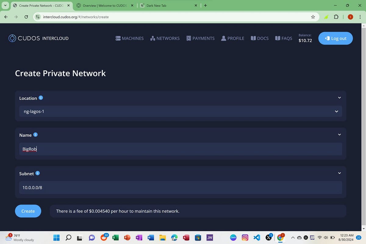 How to Create a Private Network and Deploy a VM on CUDOS INTERCLOUD. Setting up a private ...
