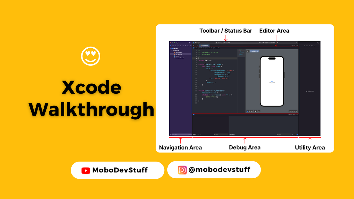 Walkthrough of the Xcode. We’ll walk you through Xcode’s many… | by MoboDevStuff | Medium