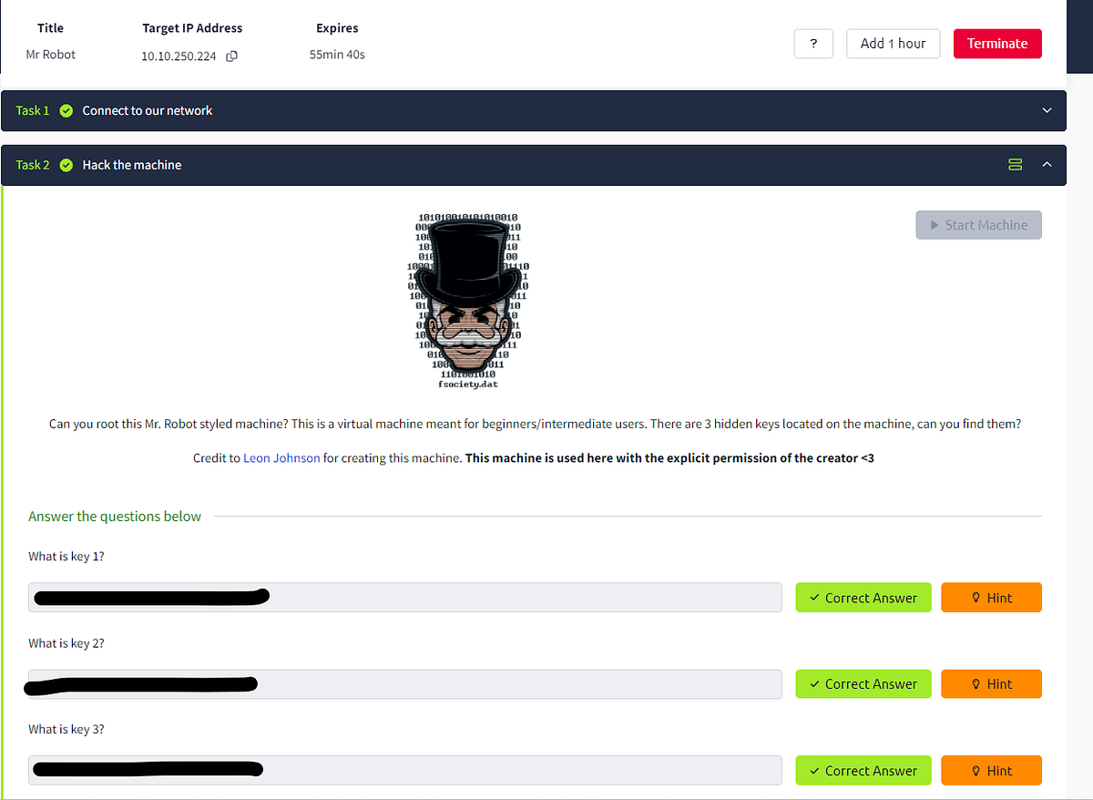 Mr Robot ctf from TryHackMe. We have two tasks in our ctf. First… | by Elnurhmdov | Sep, 2024 ...