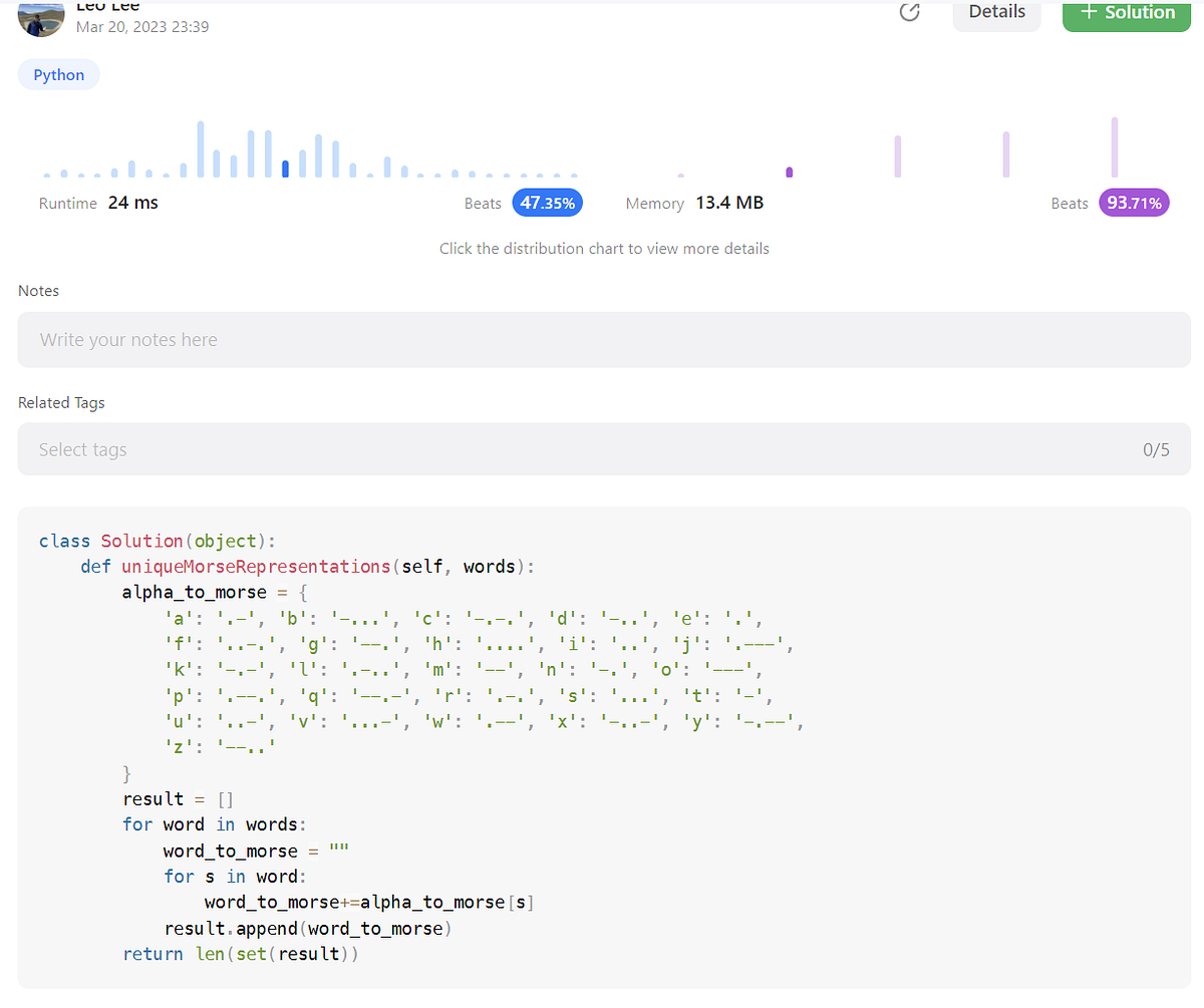 leecode ex15. 804. Unique Morse Code Words | by leoBlackTea | Medium