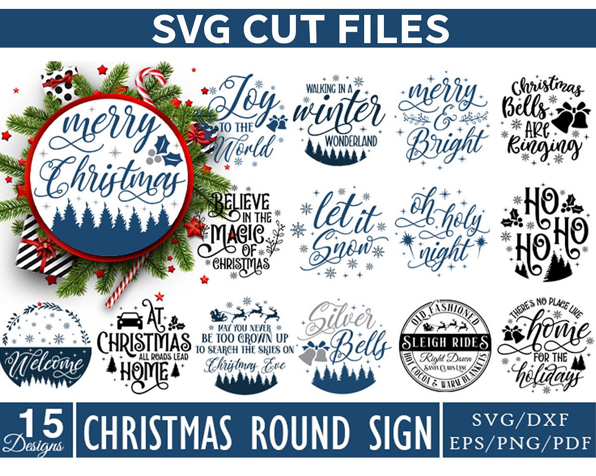 Christmas Round Signs SVG Bundle, Rustic Christmas Signs SVG Bundle ...