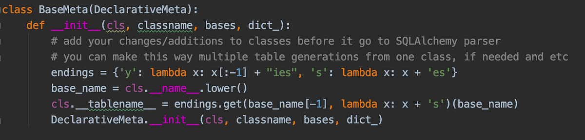 SQLAlchemy, metaclasses and declarative_base: configure DB model’s ...