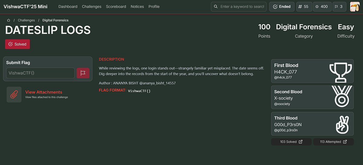 CTF Writeup: Log Analysis Challenge — VISHWA CTF mini 2025 | by ...