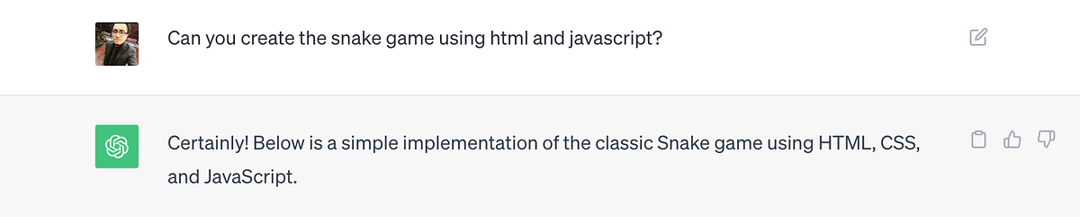 Creating Snake Game with Chat GPT | by Ricardo Serrato (Programming Headache) | Medium