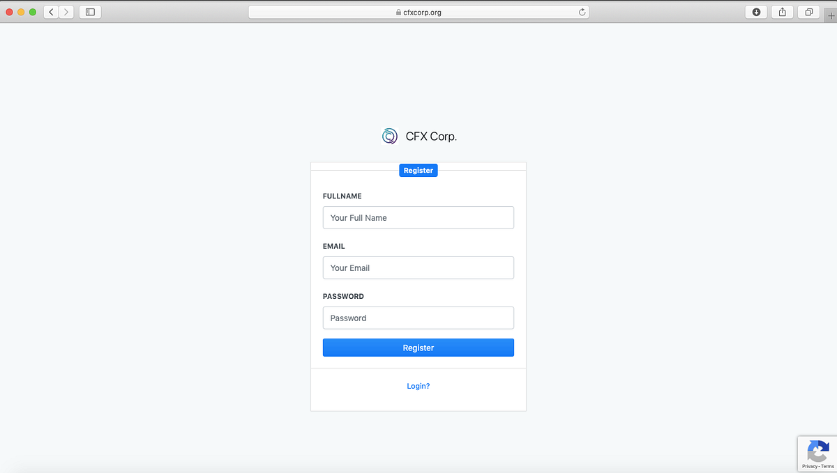 REGISTRATION IN CFX CORP WEBSITE. | by cfxcorp | Medium