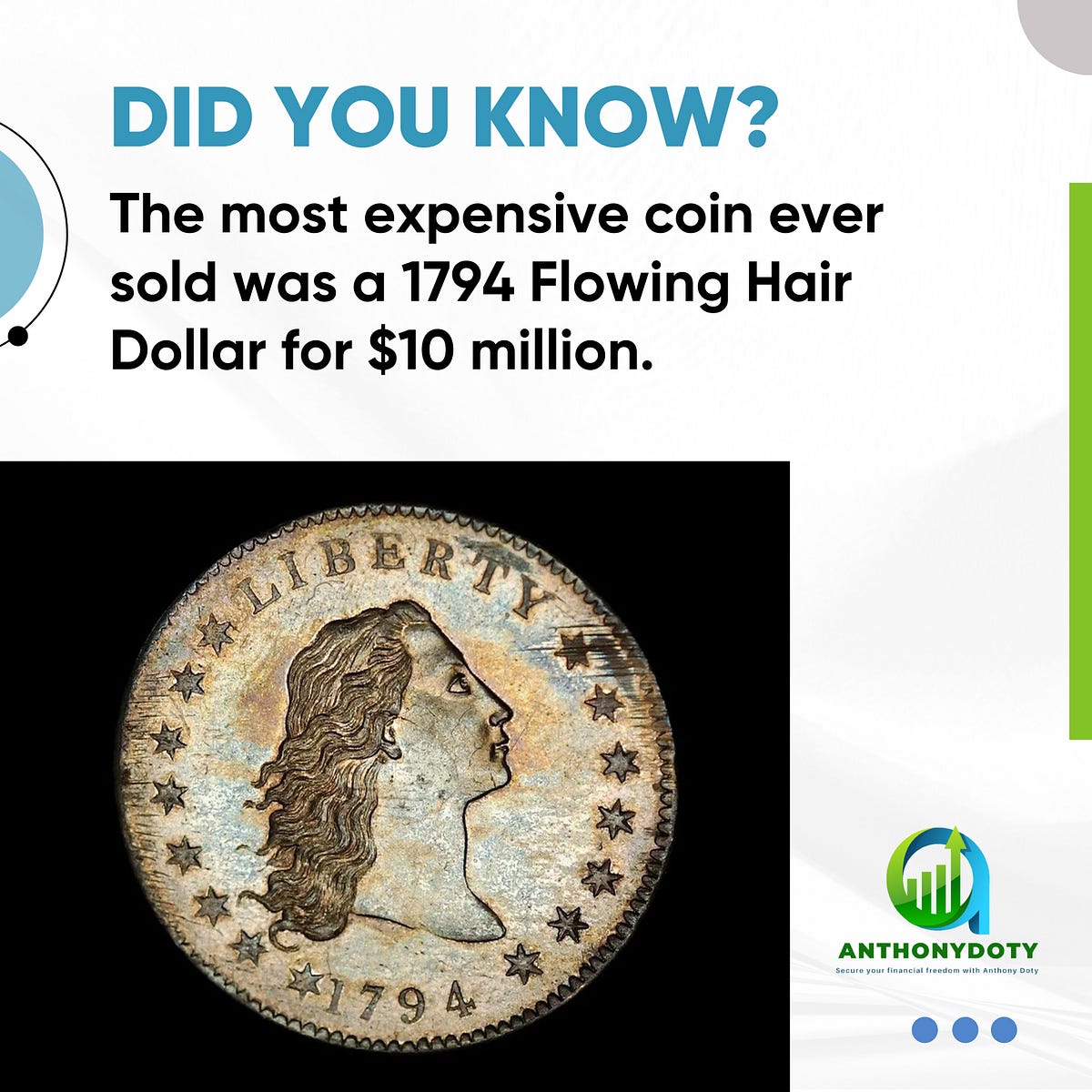 The 1794 Flowing Hair Silver Dollar currently holds the title of the ...