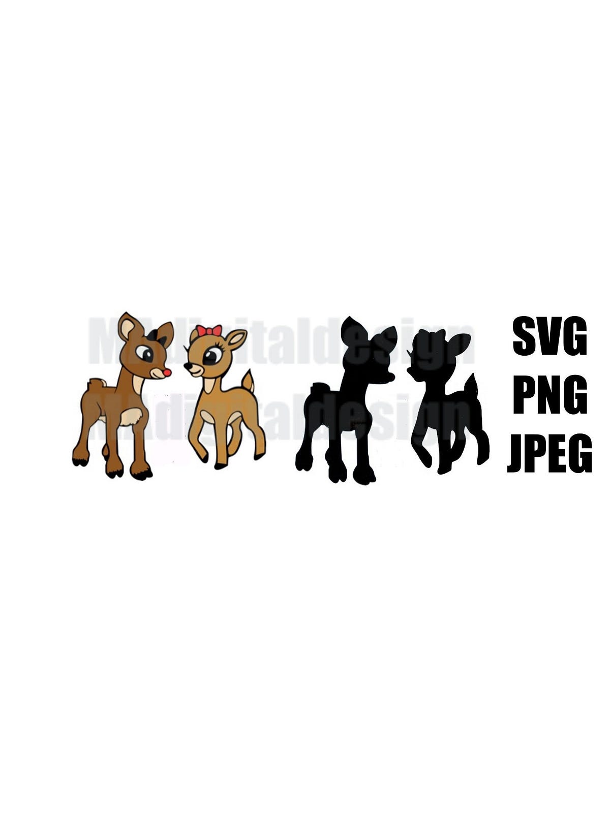 Rudolph the Red Nosed Reindeer and Clarice digital cut file svg, png ...
